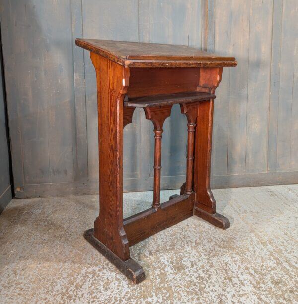 Heavy Victorian Gothic Pitch Pine Lectern Reading Desk Ambo