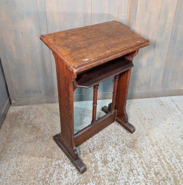 Heavy Victorian Gothic Pitch Pine Lectern Reading Desk Ambo