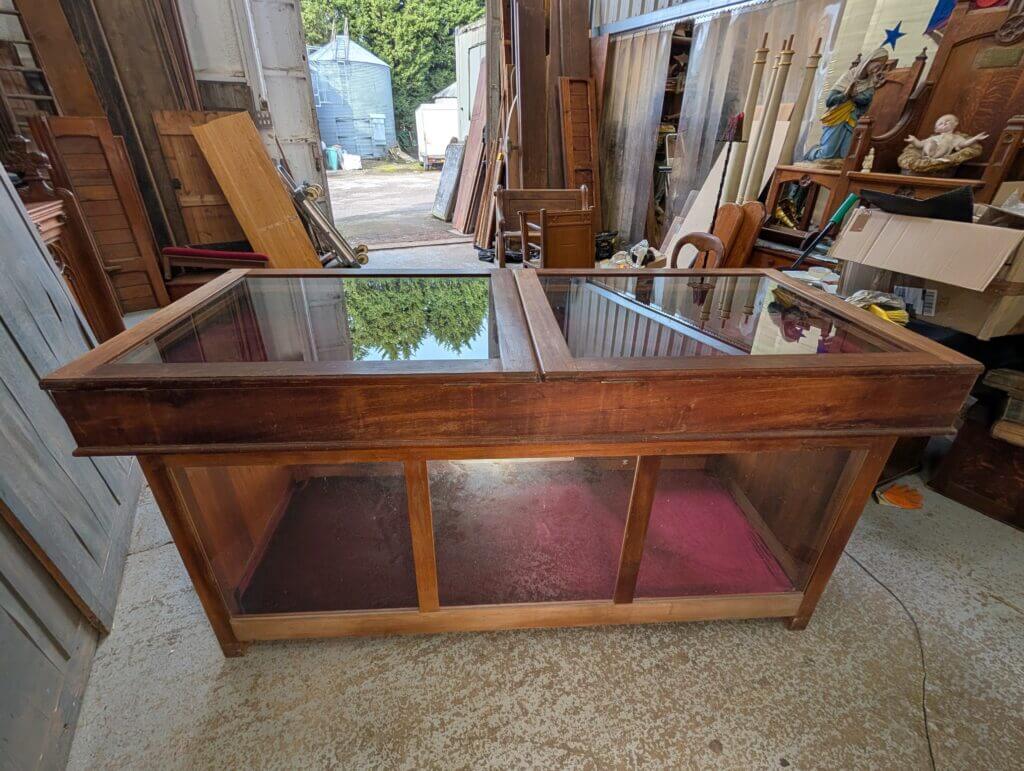 Large Glazed Hardwood Church Museum Display Case for Books
